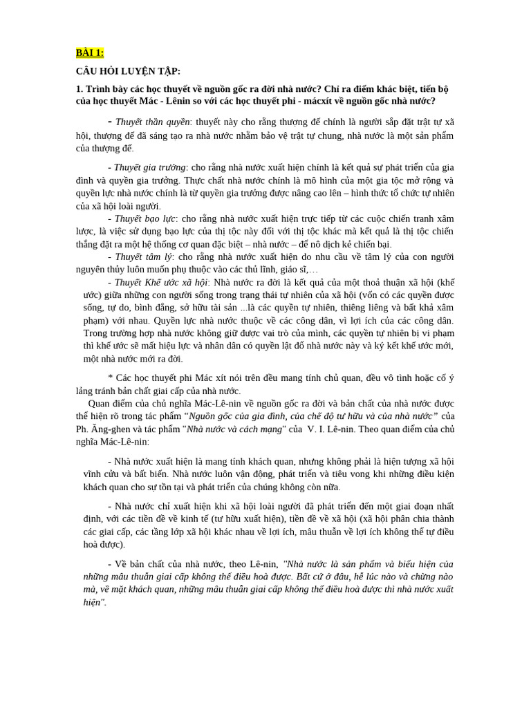 câu hỏi luyện tập PLDC | PDF