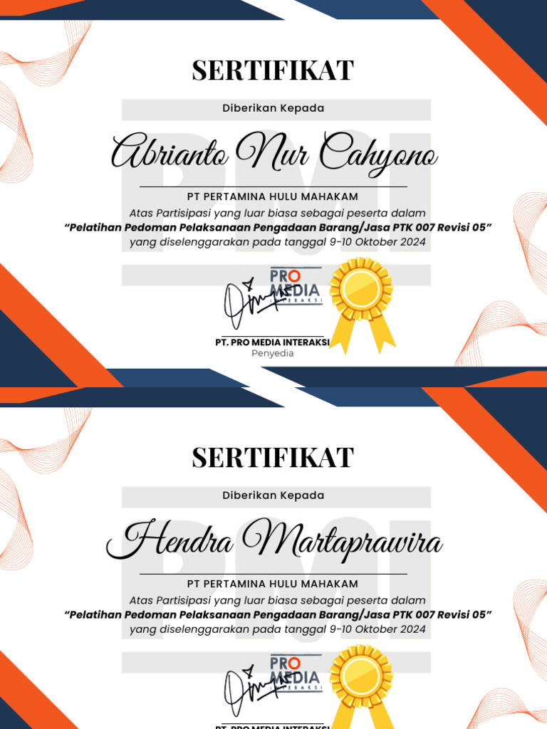 Sertifikat Pmi Phm | PDF