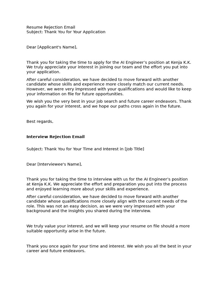 Rejection Email Template | PDF
