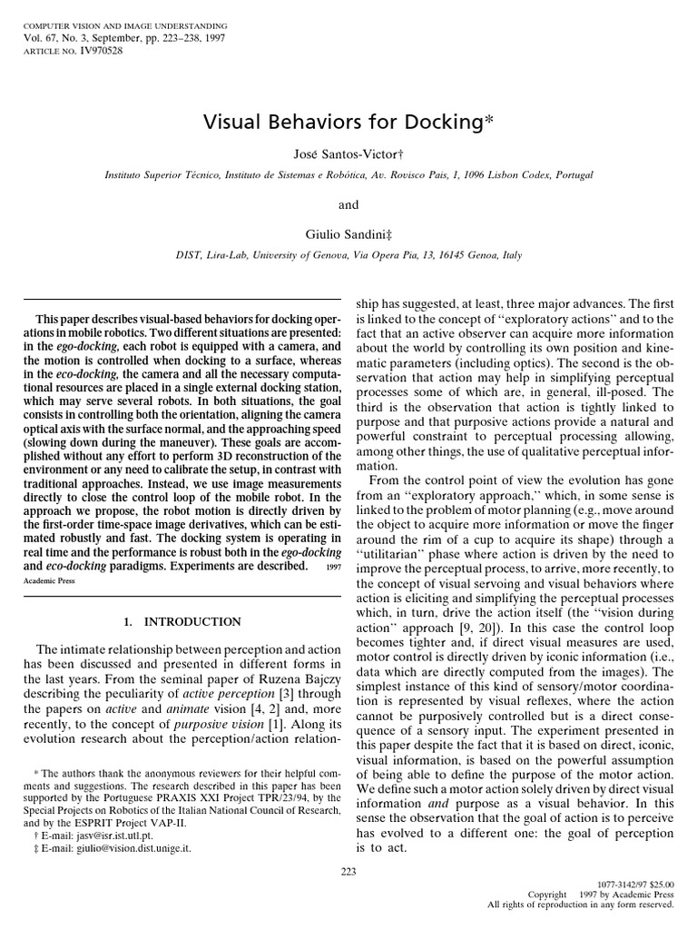 Visual Behaviors for Docking | PDF | Rotation | Perception