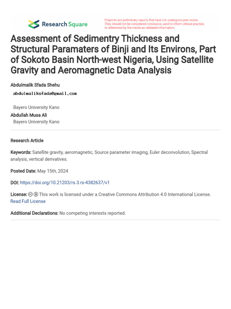 Assessment_of_Sedimentry_Thickness_and_Structural_ | PDF | Geophysics | Geology