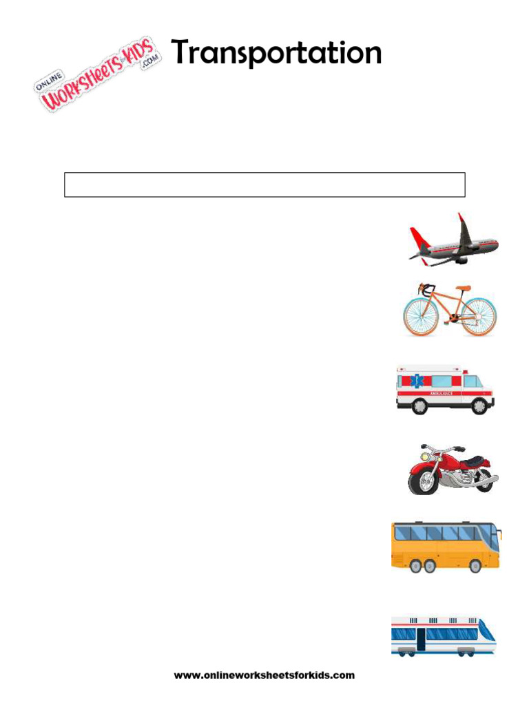 Transportation Worksheets For Grade 1-8 | PDF