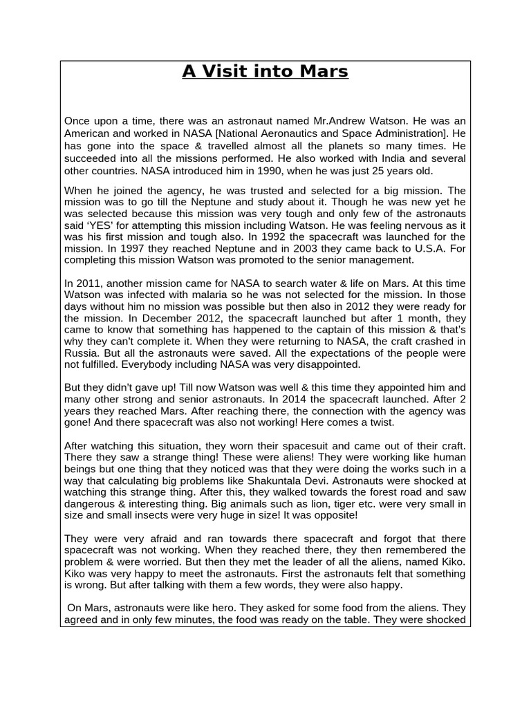 A Visit Into Mars | PDF | Nasa | Spaceflight
