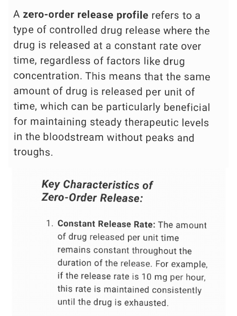 Zero Order Release Profile | PDF