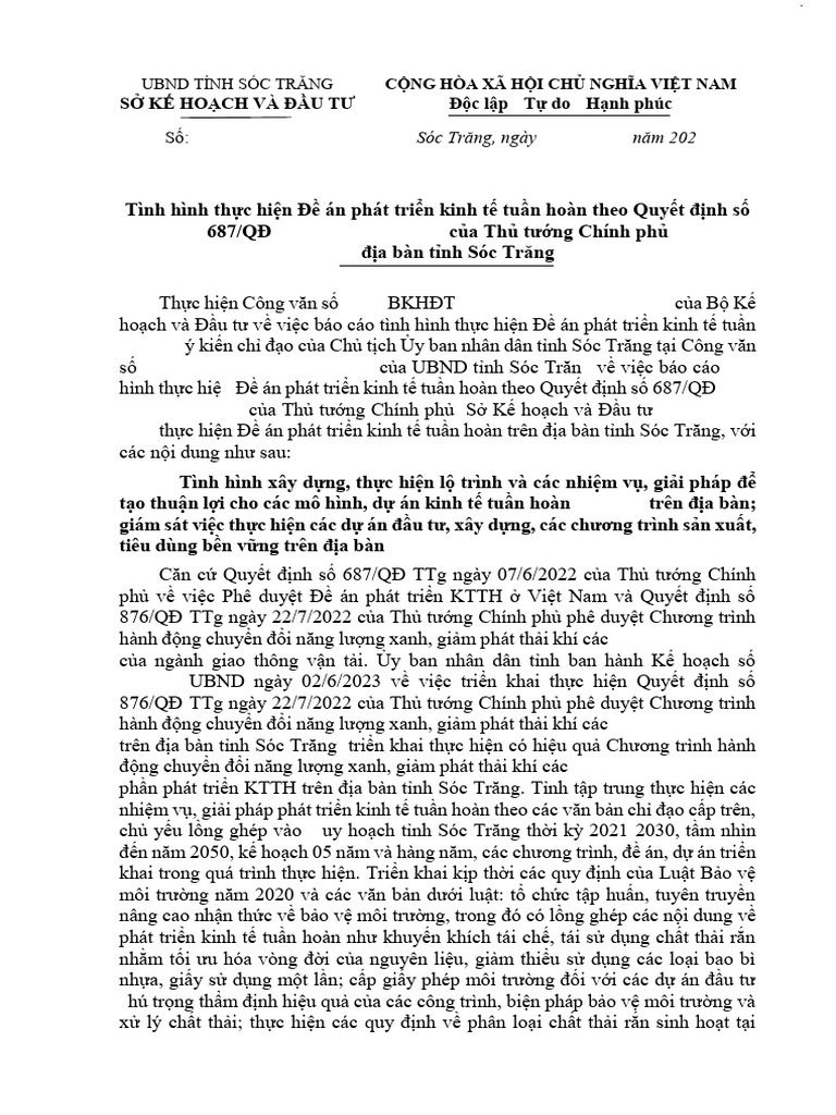 Soc Trang - 0819 T NG H P Báo Cáo KTTH Gui BKHĐT | PDF