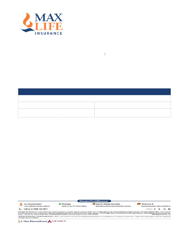 Max Life Payment Receipt Sample | PDF
