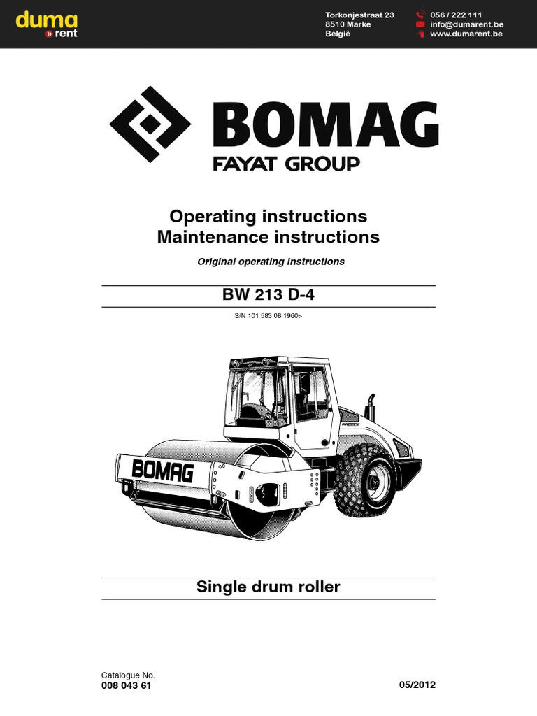Bomag Roller B213 D4 | PDF | Belt (Mechanical) | Engines