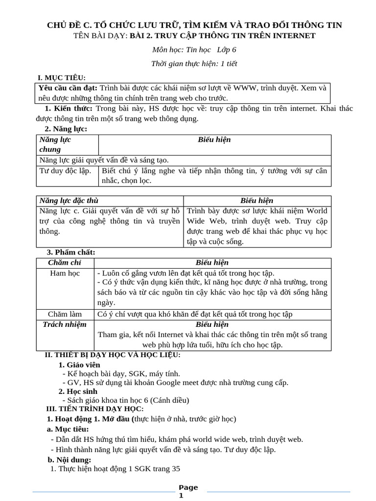 Bài 2 Truy cập thông tin trên Internet 2 | PDF