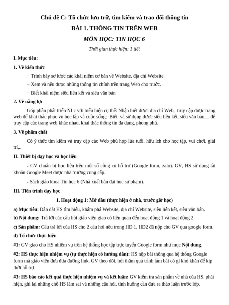 Bài 1 Thông Tin Trên Web 5 | PDF