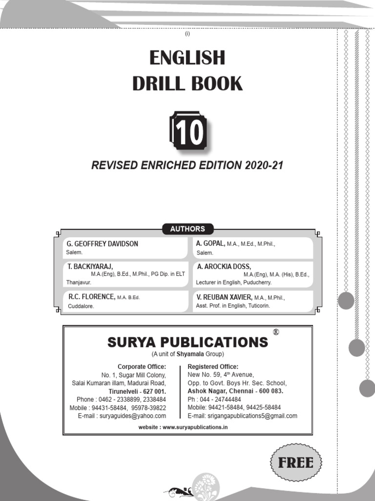 10th English - Drill Book | PDF | Vocational Education | Qualifications