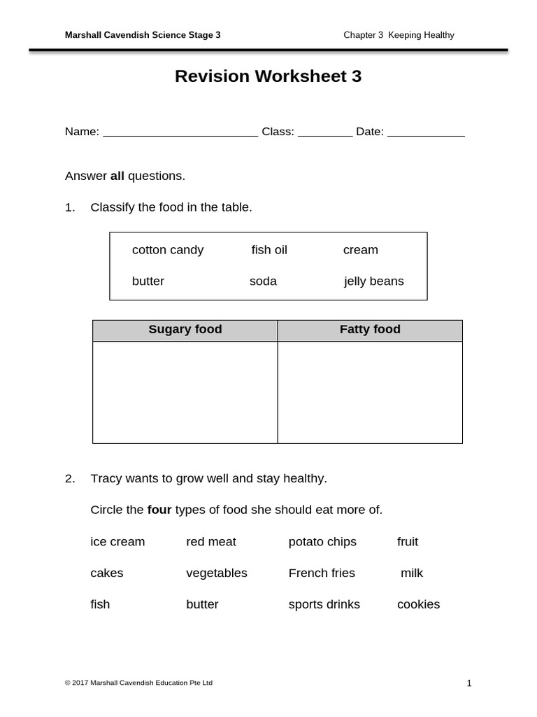 MC Science Revision WS Stage 3 C03 | PDF | Foods | Cuisine