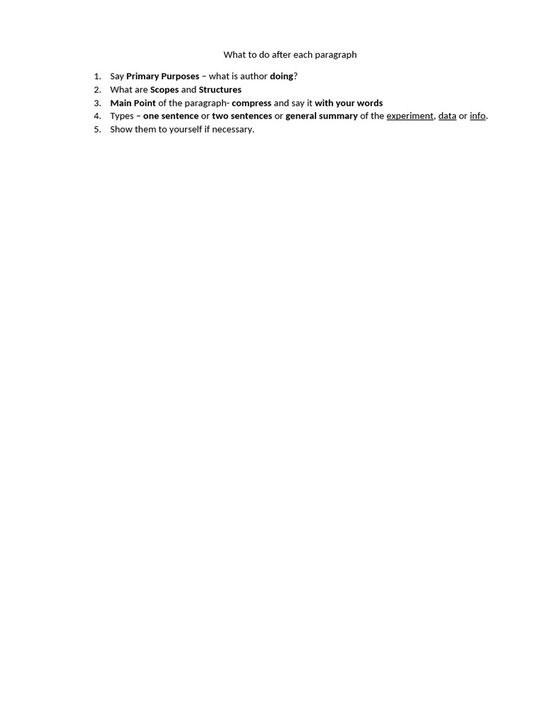 What To Do After Each Paragraph | PDF