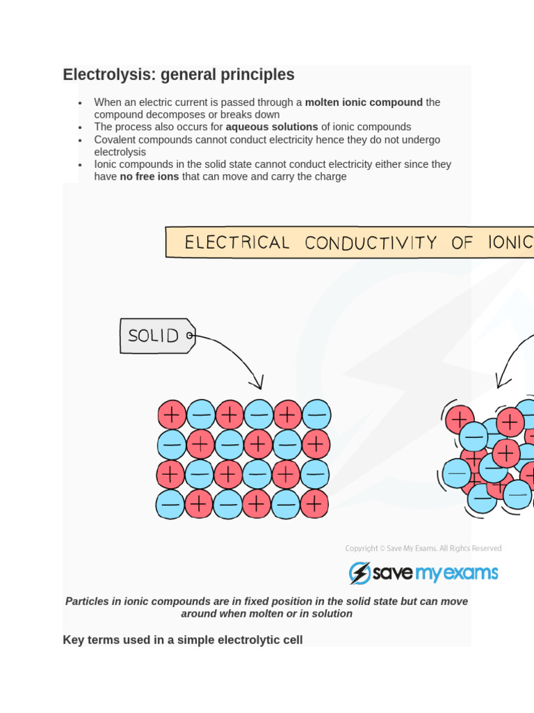 Electrolysis Form 3 | PDF | Ion | Anode