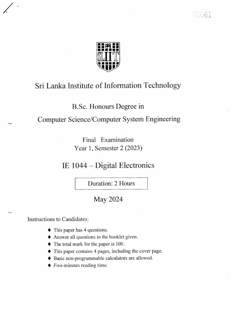 IE1044 Digital Electronics | PDF IE1044 Digital Electronics | PDF