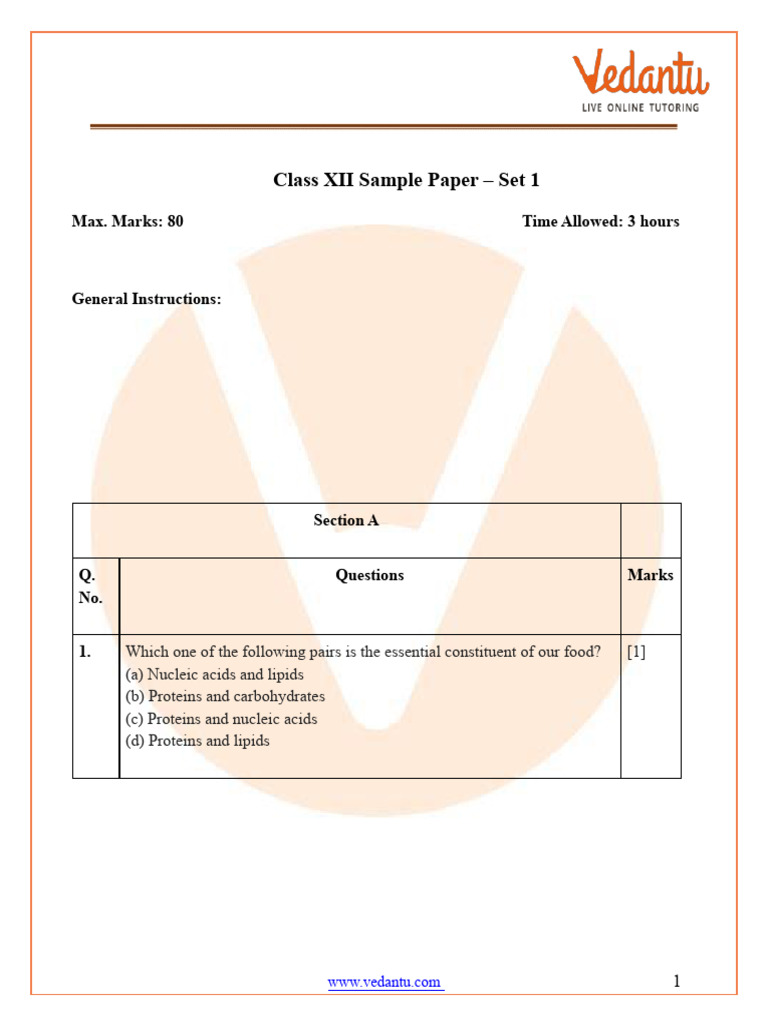 FREE PDF For Class 12 Chemistry Sample Paper Set 1 For 2024-25 | PDF | Atomic Nucleus | Chemical ...