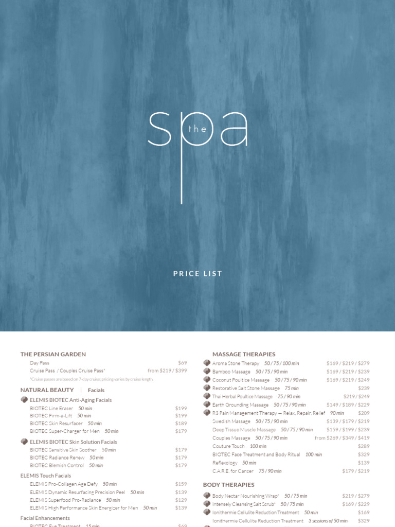 The Spa Price List ML-SL Series 043021 | PDF | Massage | Beauty