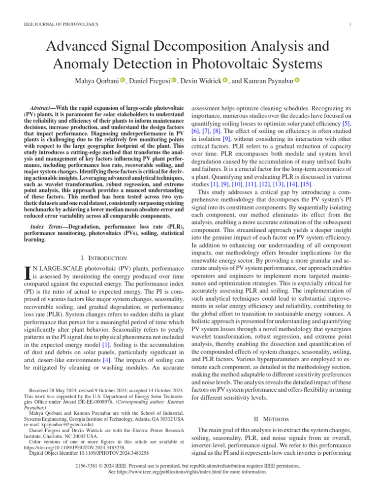 Advanced Signal Decomposition Analysis and Anomaly Detection in ...