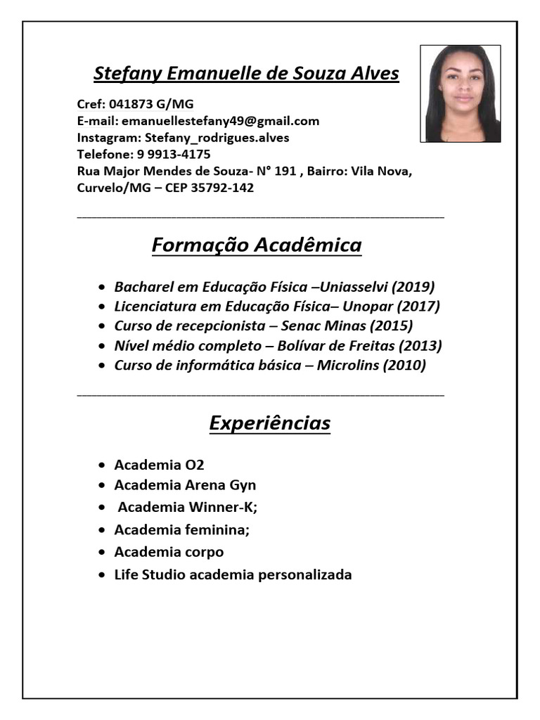 Curriculo - Stefany Emanuelle de Souza Alves-2 | PDF