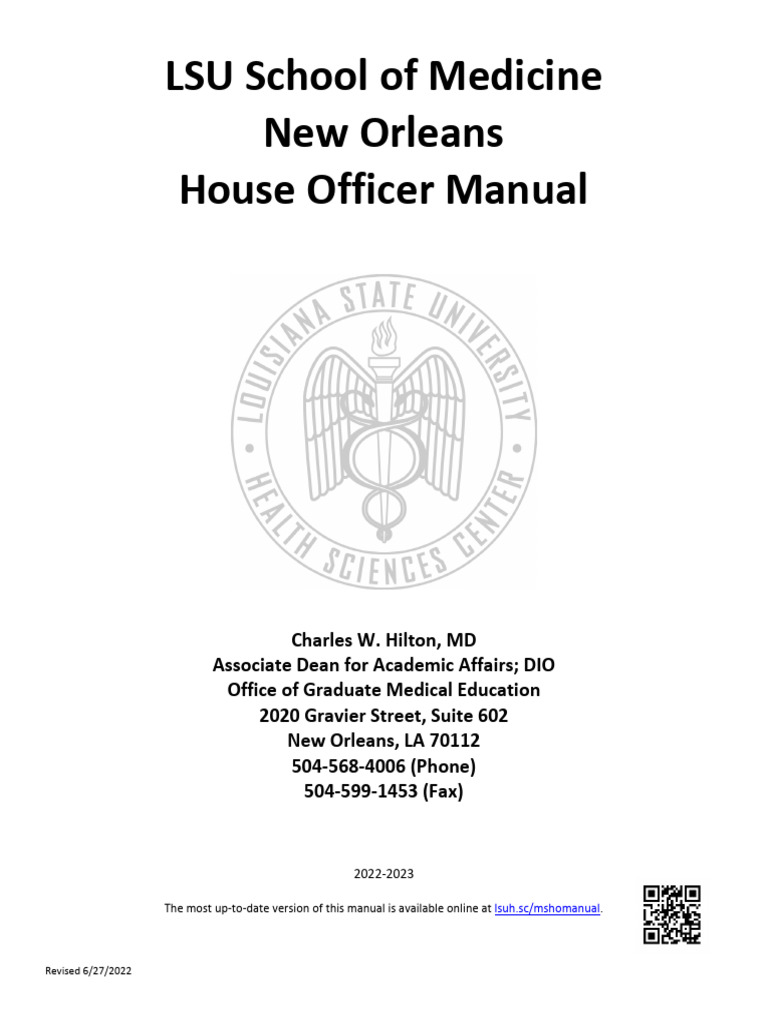 LSUMS House Officer Manual 2022-2023 | PDF | Sexual Harassment | Title Ix