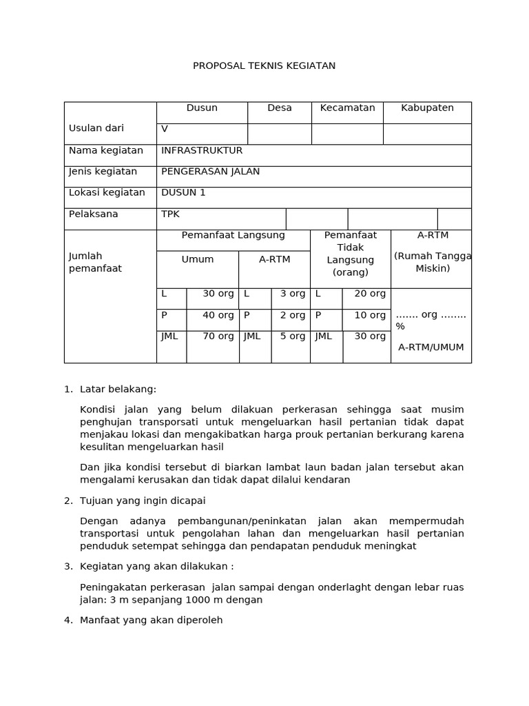 Contoh PROPOSAL TEKNIS KEGIATAN | PDF