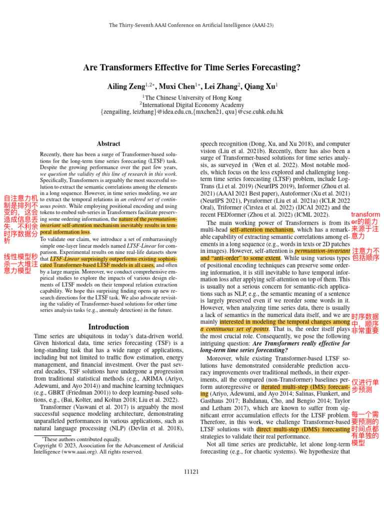 Are Transformers Effective For Time Series Forecasting? | PDF | Time Series | Forecasting
