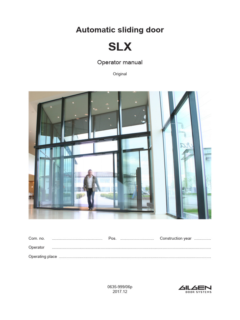 Gilgen SLX Operator Manual 2017 | PDF | Door | Manual Transmission
