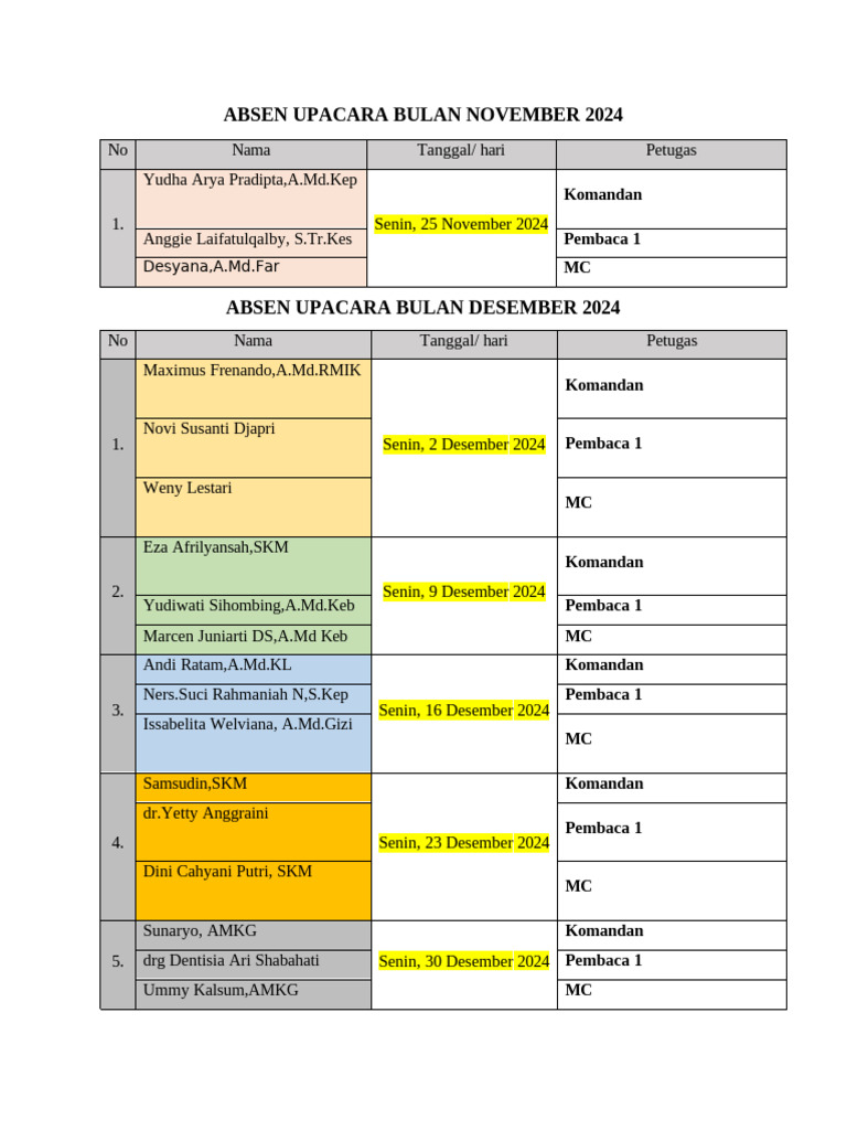 ABSEN UPACARA 2024 (1) | PDF
