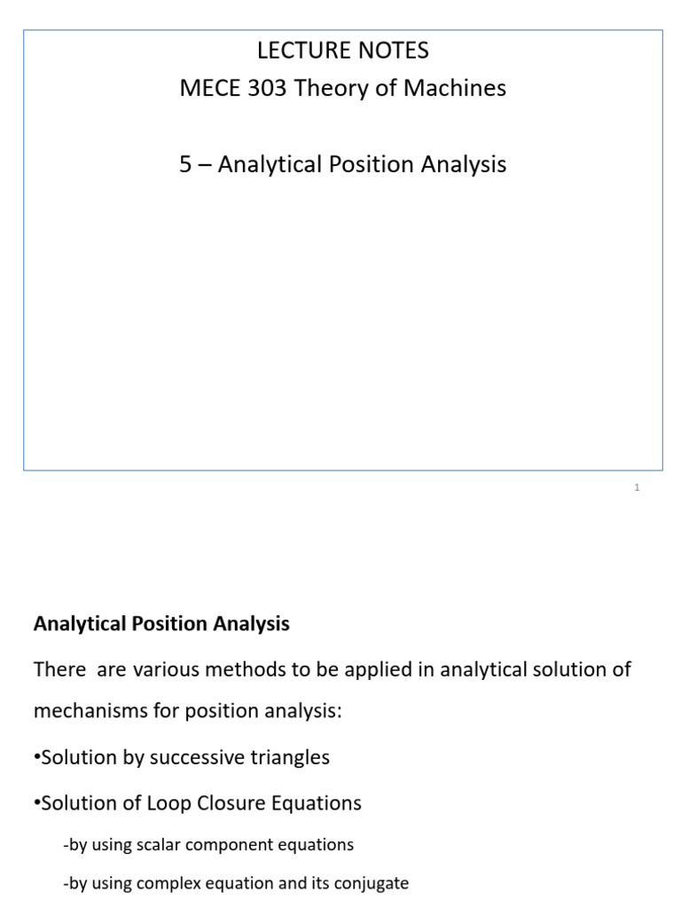 MECE - 303 - Lecture5 - Analytical Position Analysis | PDF | Mathematics | Mathematical Analysis