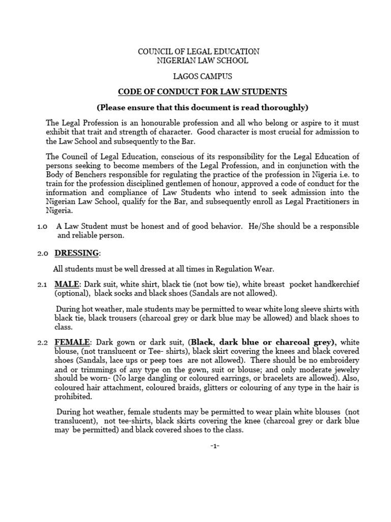 Law Student Dress Code in Lagos | PDF | Blouse | Clothing