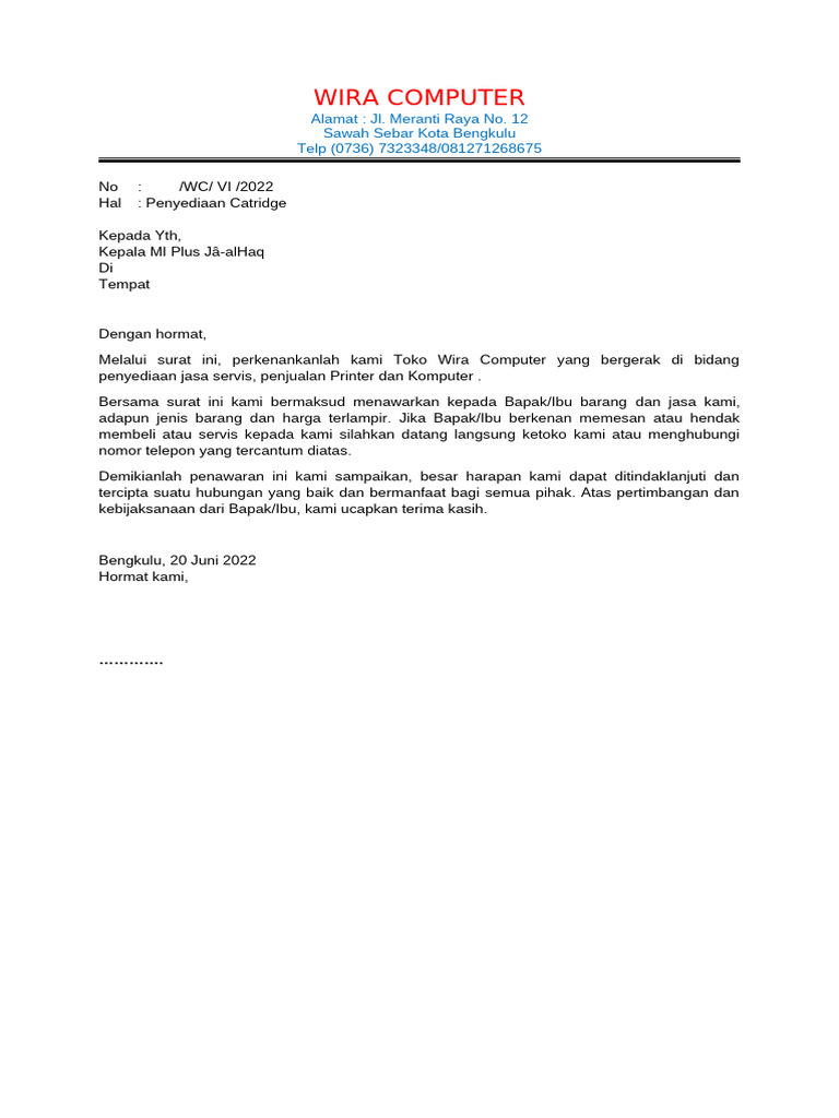 Surat Pesan-Order Printer 21 Juni 2022 | PDF