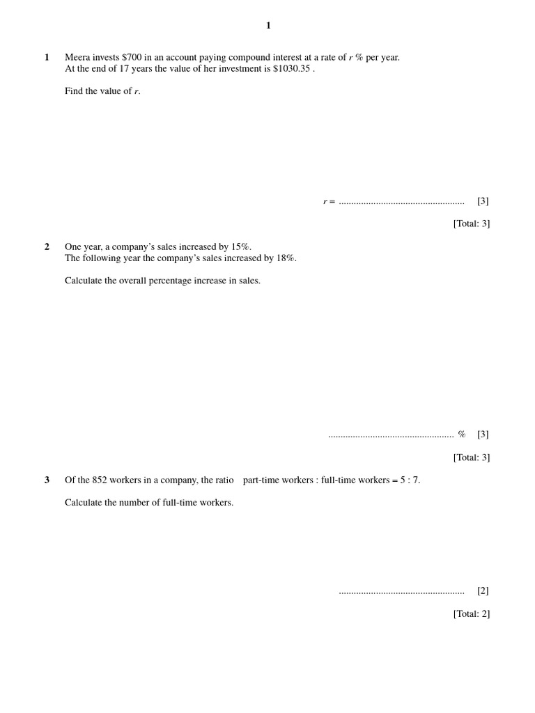 number 1 QP | PDF | Interest | Economies