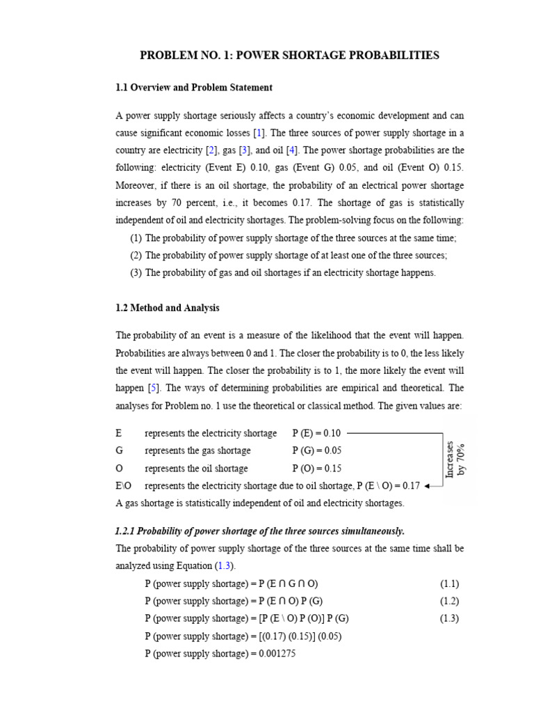 Power Shortage Probability | PDF | Probability | Analysis