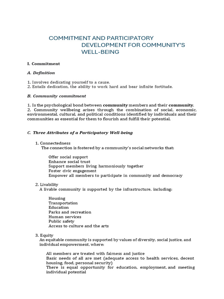 Commitment and Participatory Development For Community | PDF | Social ...