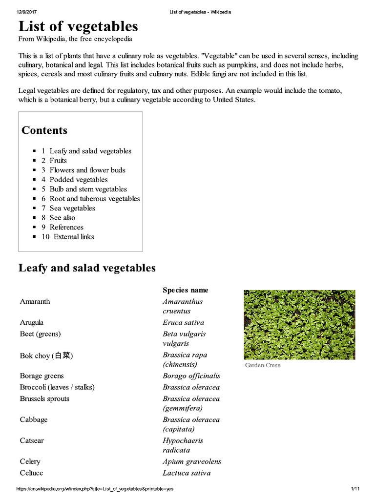 List of Vegetables | PDF