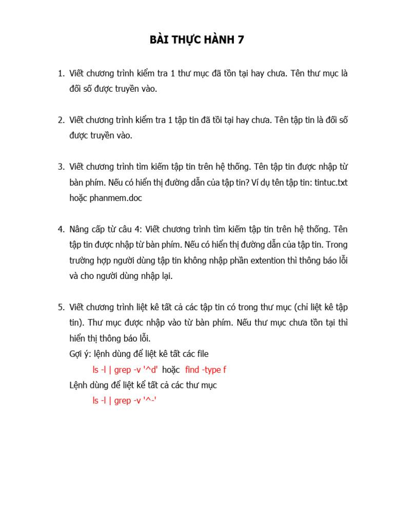 MNM - BAI THUC HANH 7 - Thuc Hanh Viet Shell Script | PDF