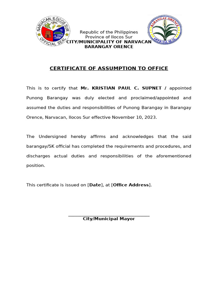 03.-Certificate-of-Assumption-to-Office-1 | PDF
