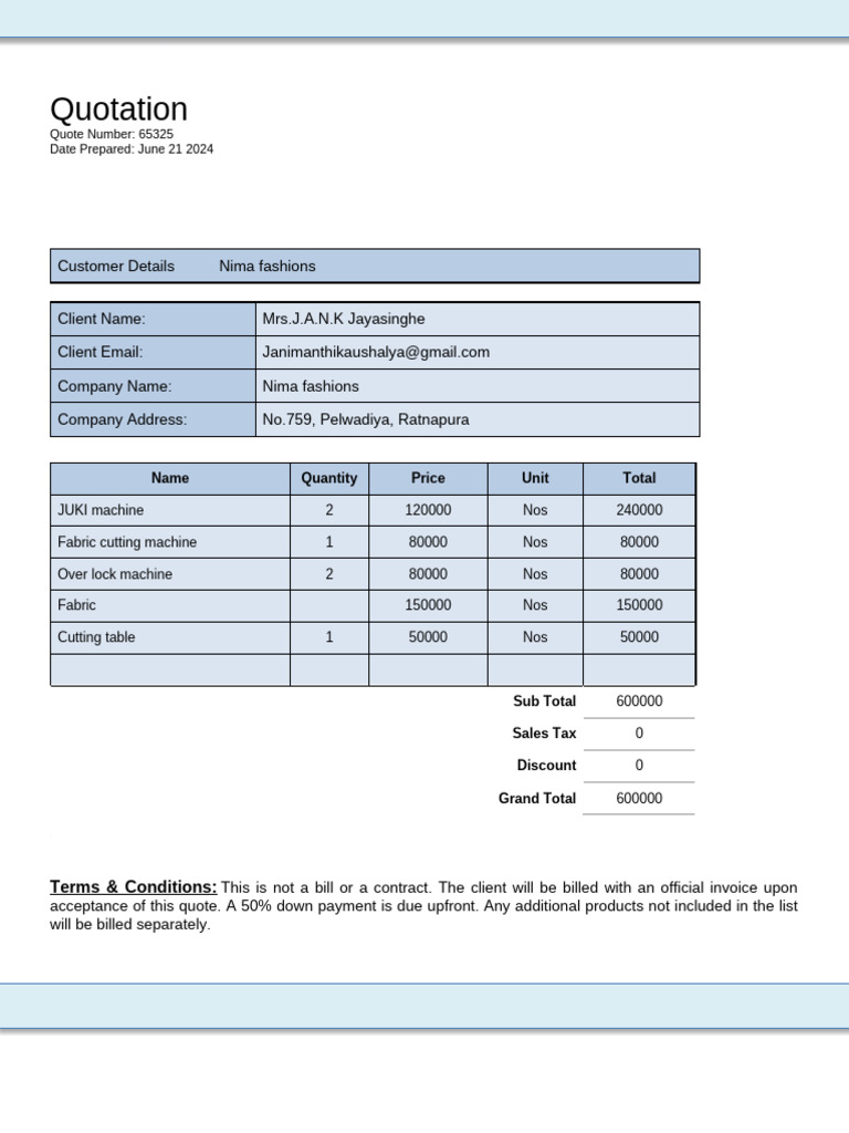 Proposal-Quotation Jank | PDF