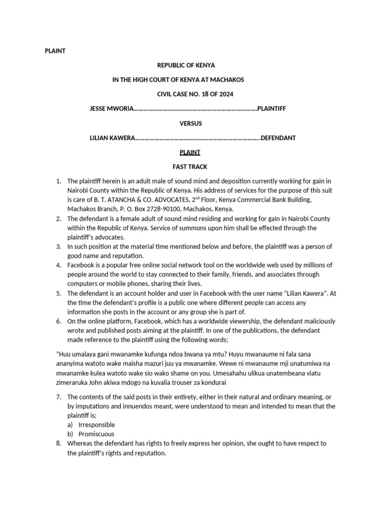 Application For A Defamation Case | PDF | Affidavit | Defamation