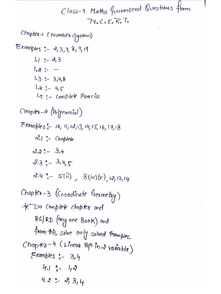 Class 9 Maths Guaranteed Questions From NCERT-2 | PDF