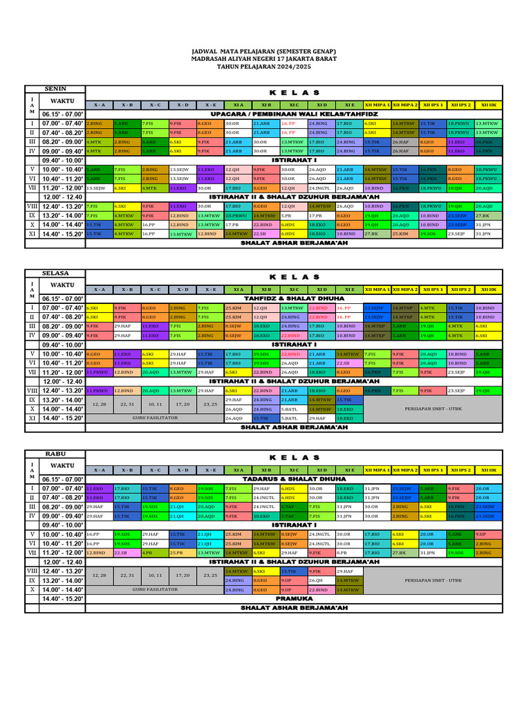 Jadwal KBM 2024 (Genap) | PDF