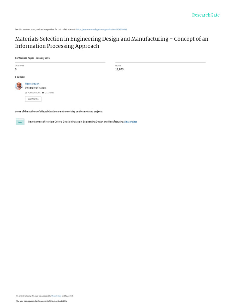 Material Selection Lecture | PDF | Plough | Information