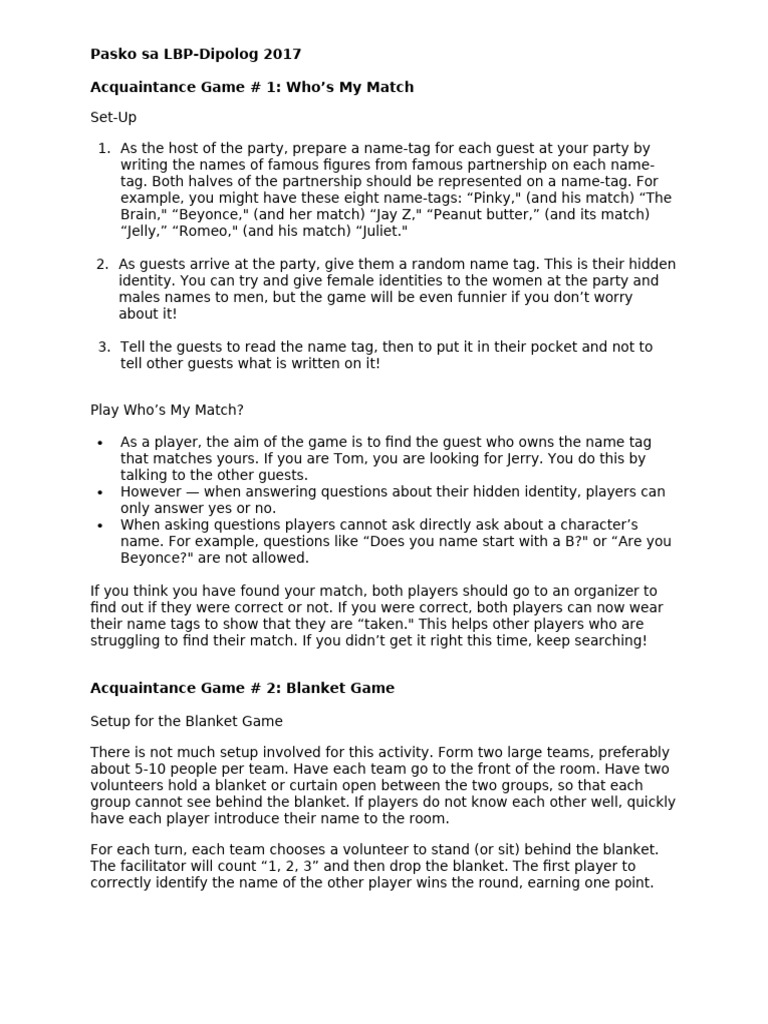 Pasko Sa LBP Acquaintance Games | PDF