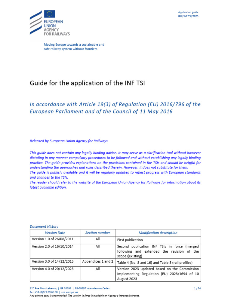 INF TSI 2023 Application Guide | PDF | Train | Rail Transport