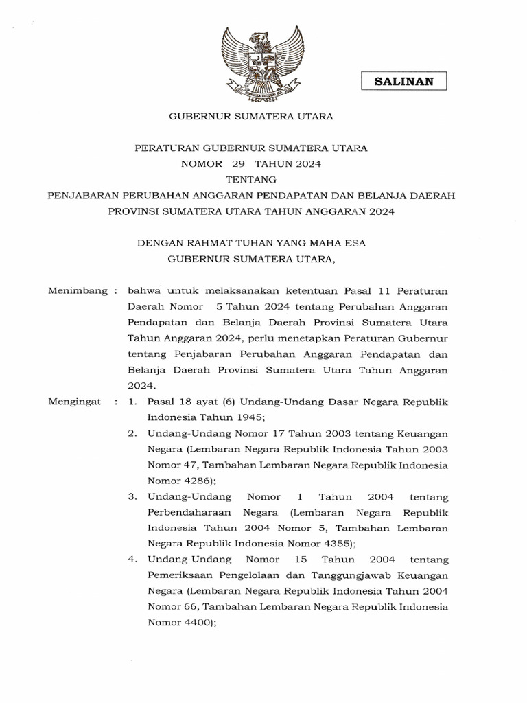 Pergub Nomor 29 Tahun 2024 | PDF