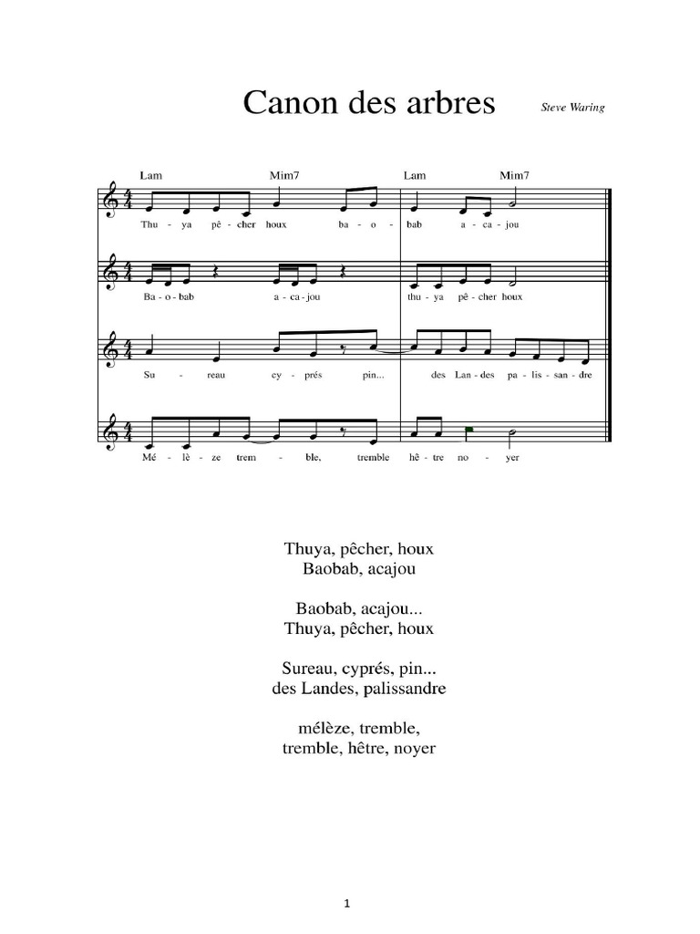 Canon Des Arbres | PDF