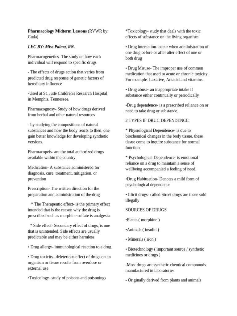 Pharmacology Cuda Jastine Grace V. Midterm Reviewer | PDF | Topical ...