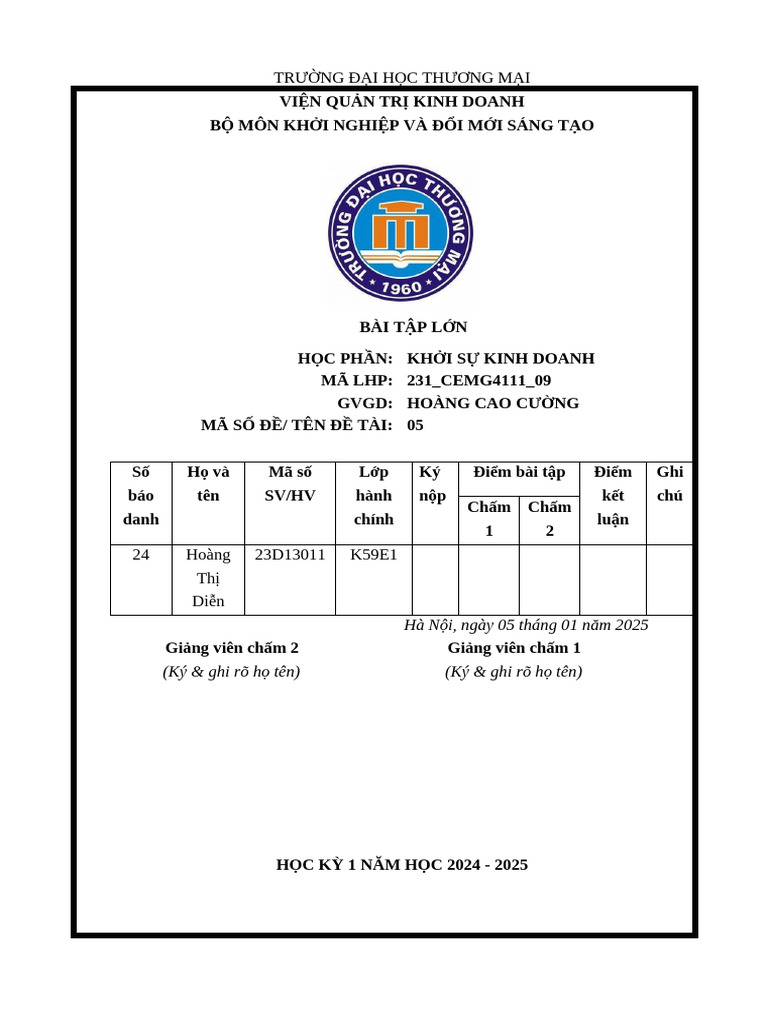KSKD - 24 - Hoàng Thị Diễn | PDF