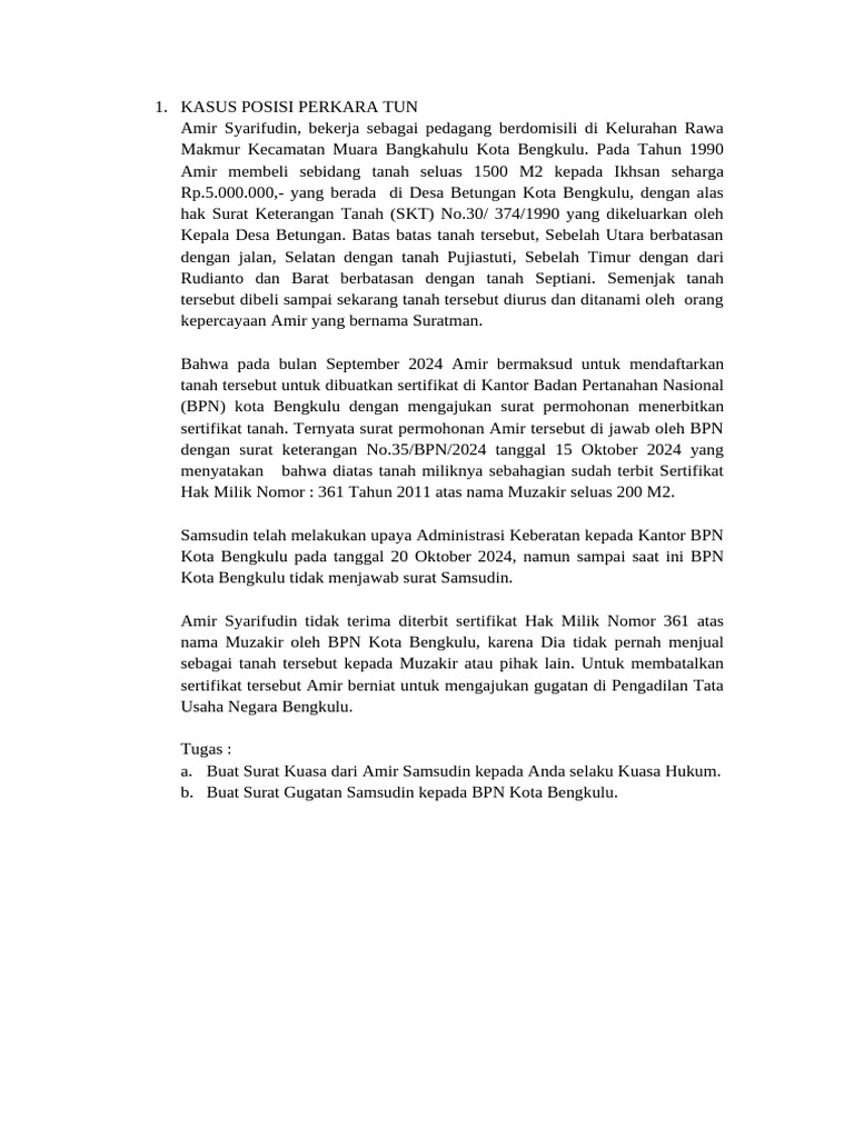 TUGAS KASUS POSISI PERKARA TUN 2024 | PDF