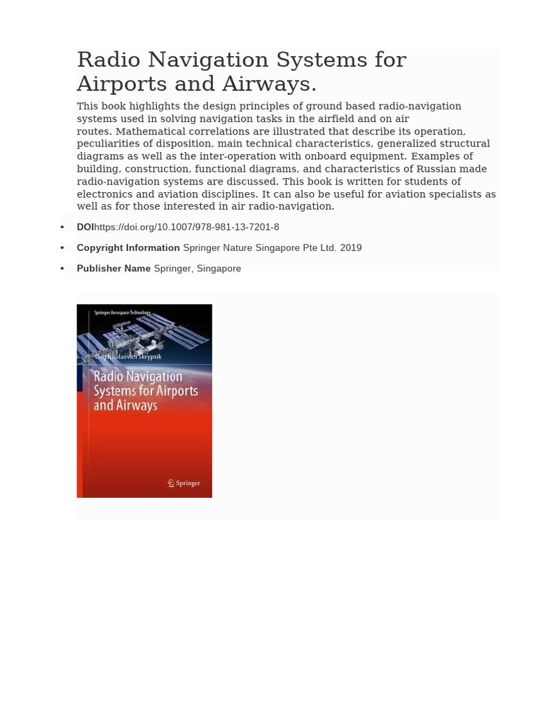 Radio Navigation Systems For Airports and Airways.: Springer Nature ...