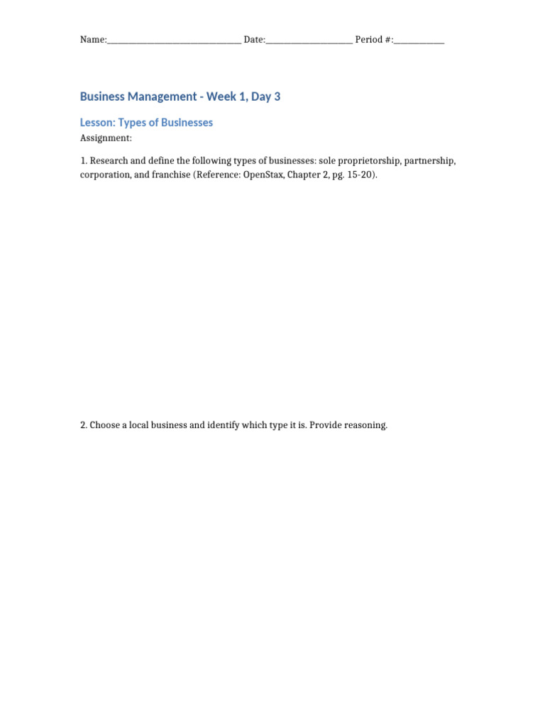 Business Management Week1 Day3 | PDF